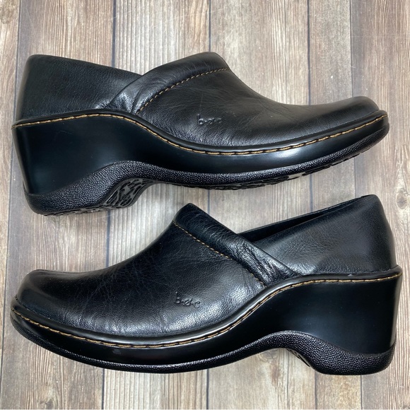 Shoes | Womens Born Boc Clog Loafer Slip On Black Leather Shoes Size 85 ...